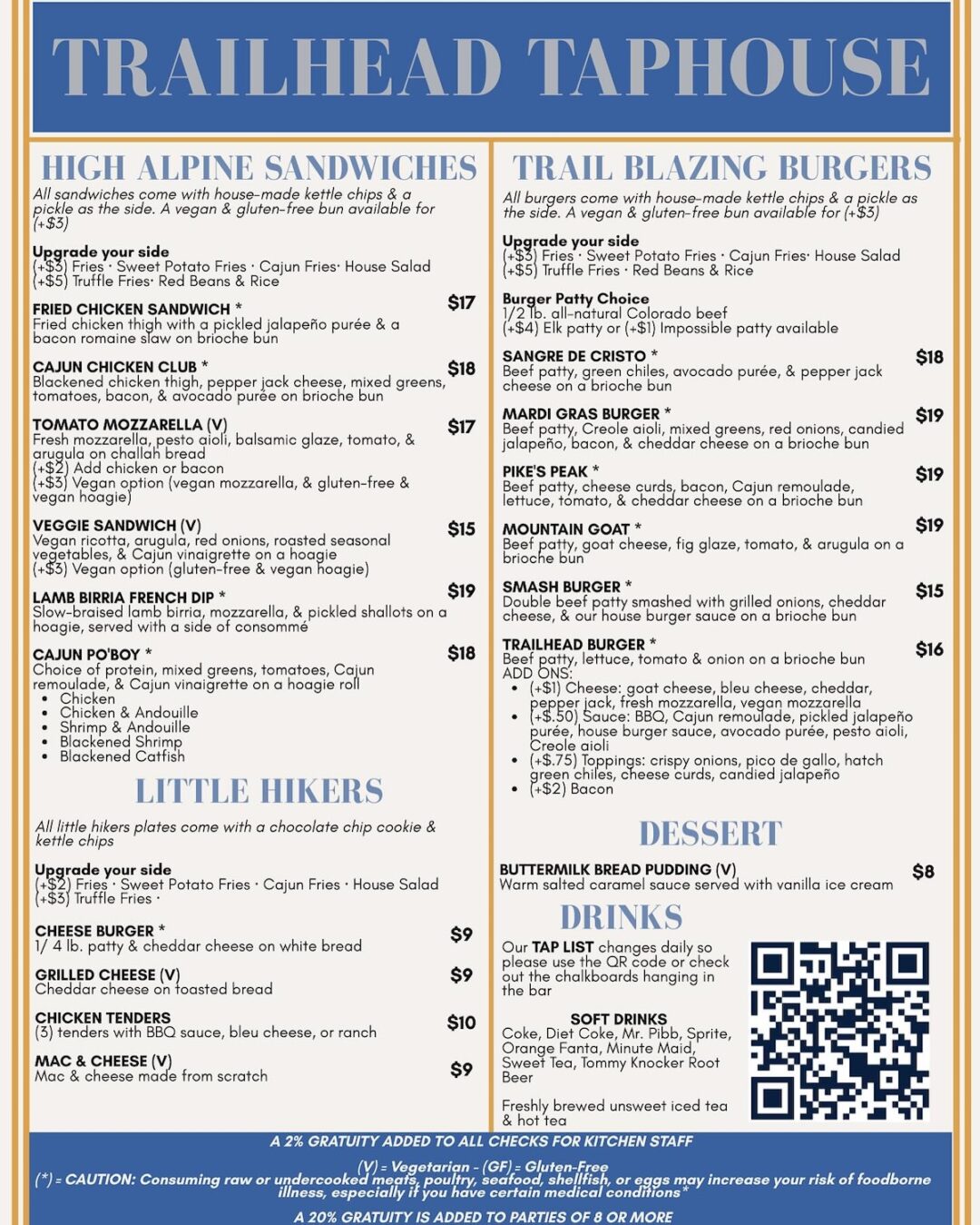 Menu • Trailhead Taphouse & Kitchen • Golden CO